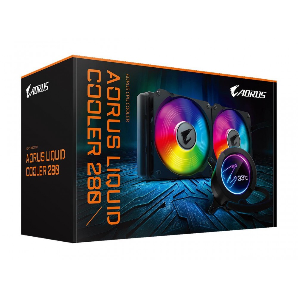 AORUS RGB Liquid Cooler 280, 280mm Radiator, Dual 140mm Windforce PWM ...