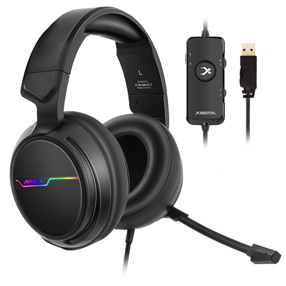 XIBERIA V20 Gaming Headset with USB Port and 7.1 Surround Sound, LED ...