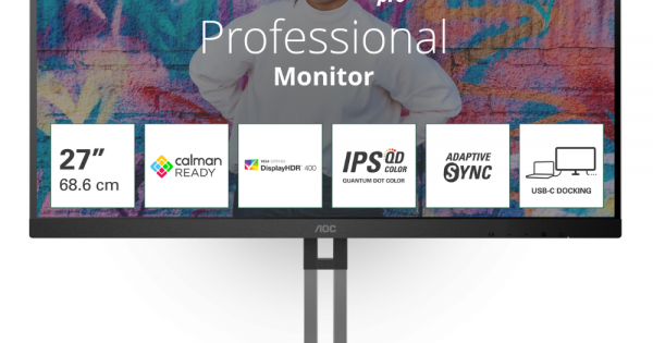 AOC U27U3CV 27 Inch LED Monitor — 3840 x 2160 4K @ 60 Hz - Nano IPS ...