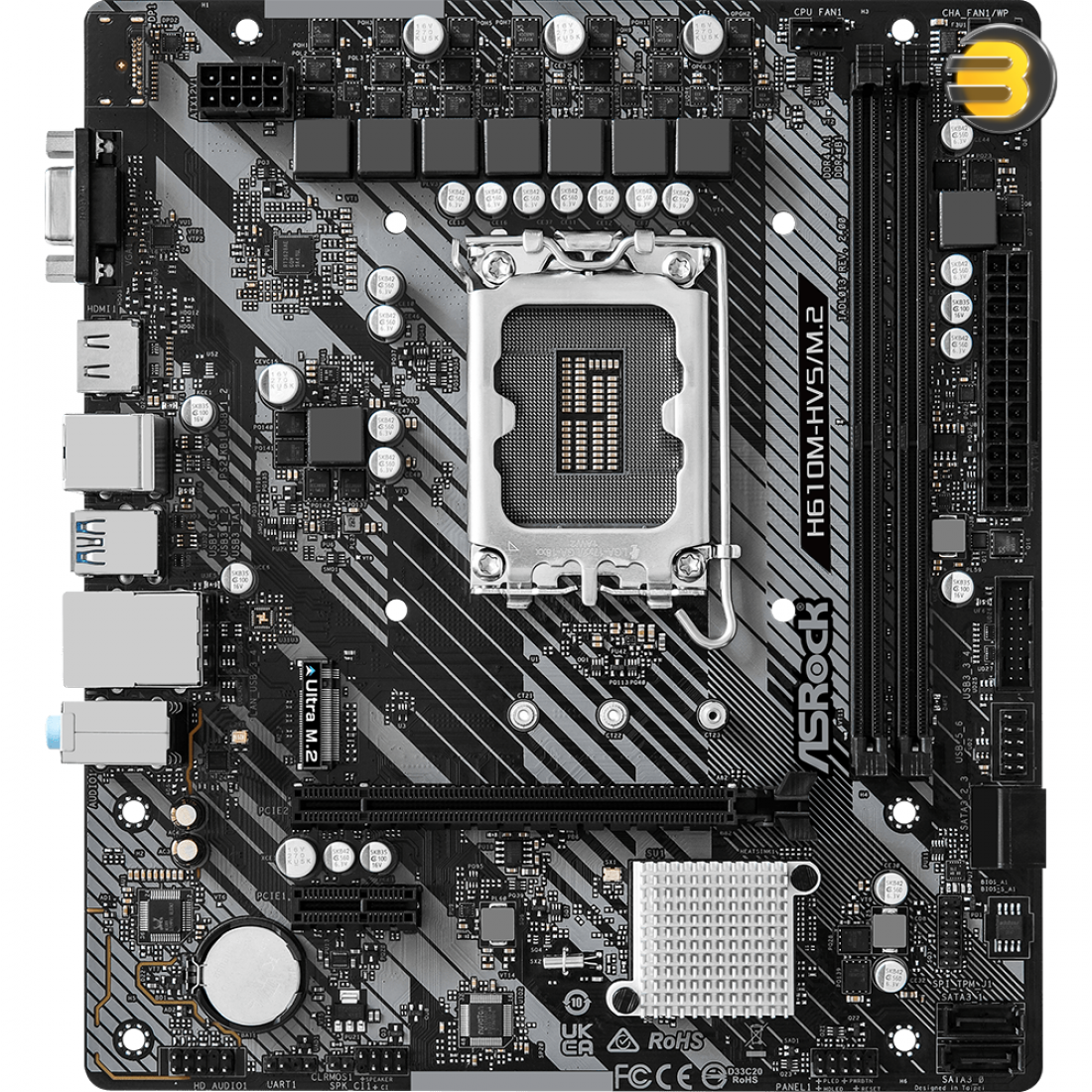 Asrock H610M-HVS/M.2 R2.0, Intel H610, 1700, Micro ATX, 2 DDR4, VGA ...