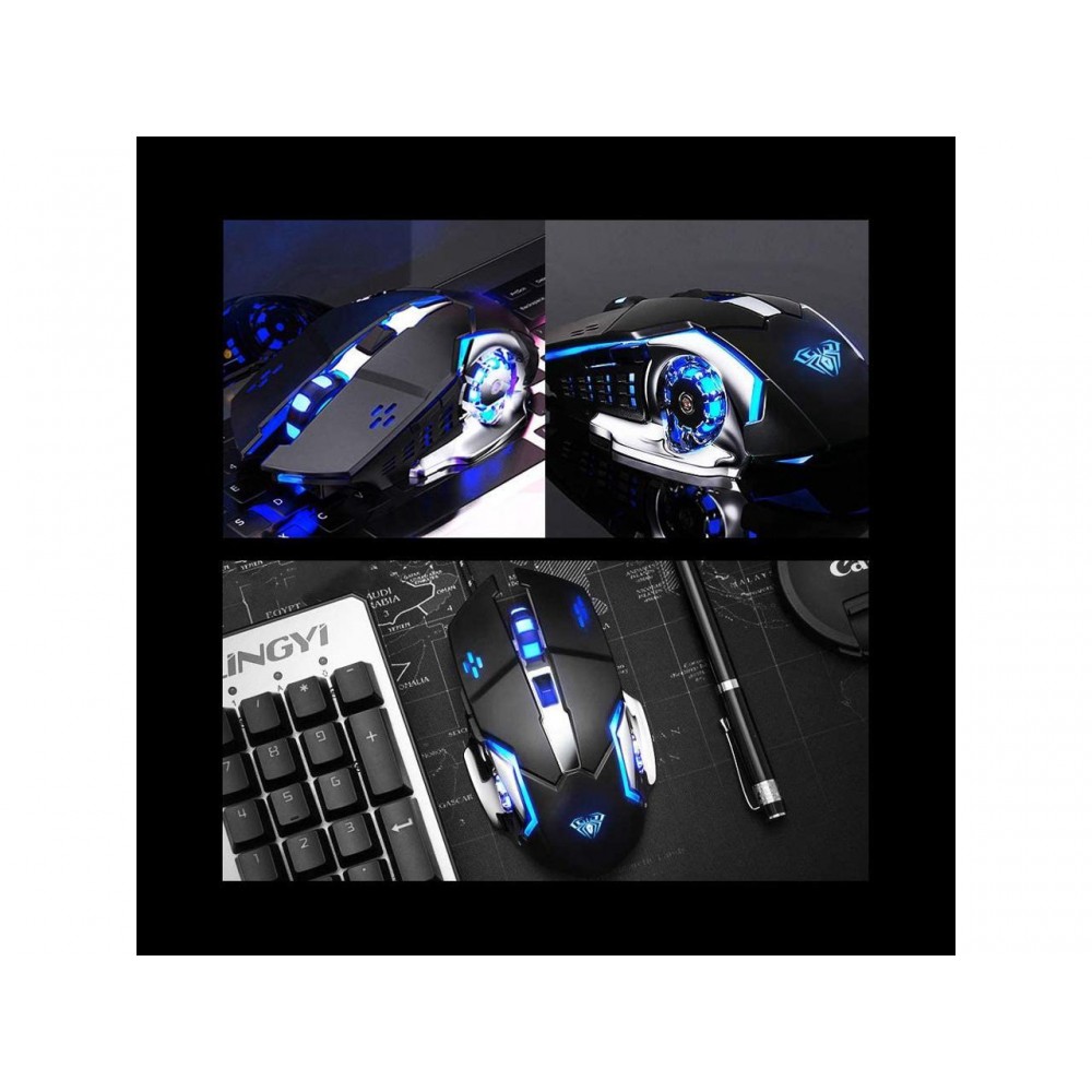 Aula S20 USB Wired Gaming Mouse Programmable 2400DPI Optical Ergonomic Mouse with 4-Color ...