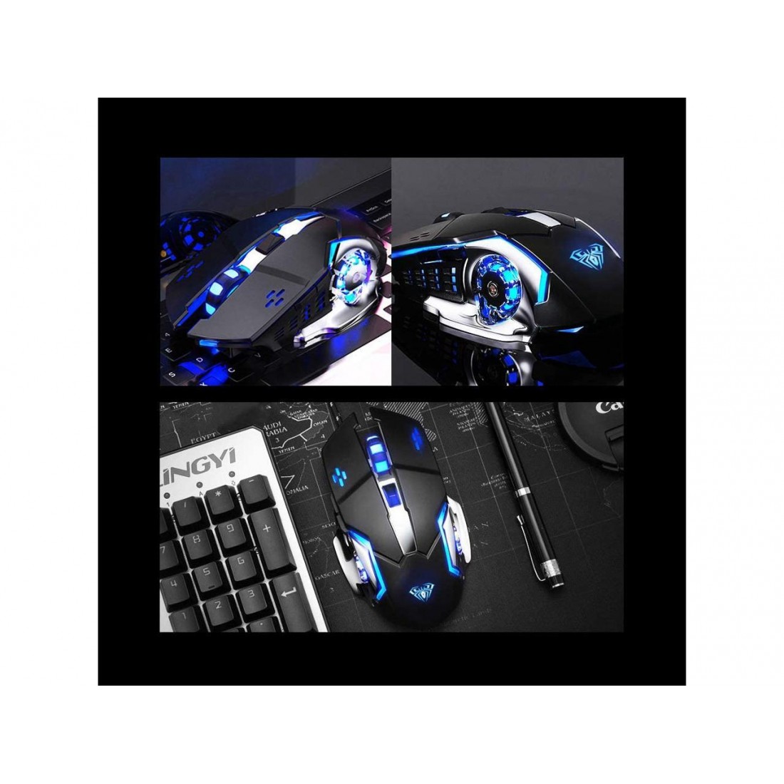 Aula S20 USB Wired Gaming Mouse Programmable 2400DPI Optical Ergonomic Mouse with 4-Color ...