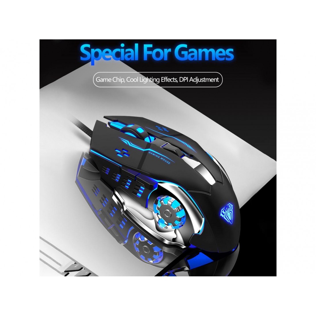 Aula S20 USB Wired Gaming Mouse Programmable 2400DPI Optical Ergonomic Mouse with 4-Color ...