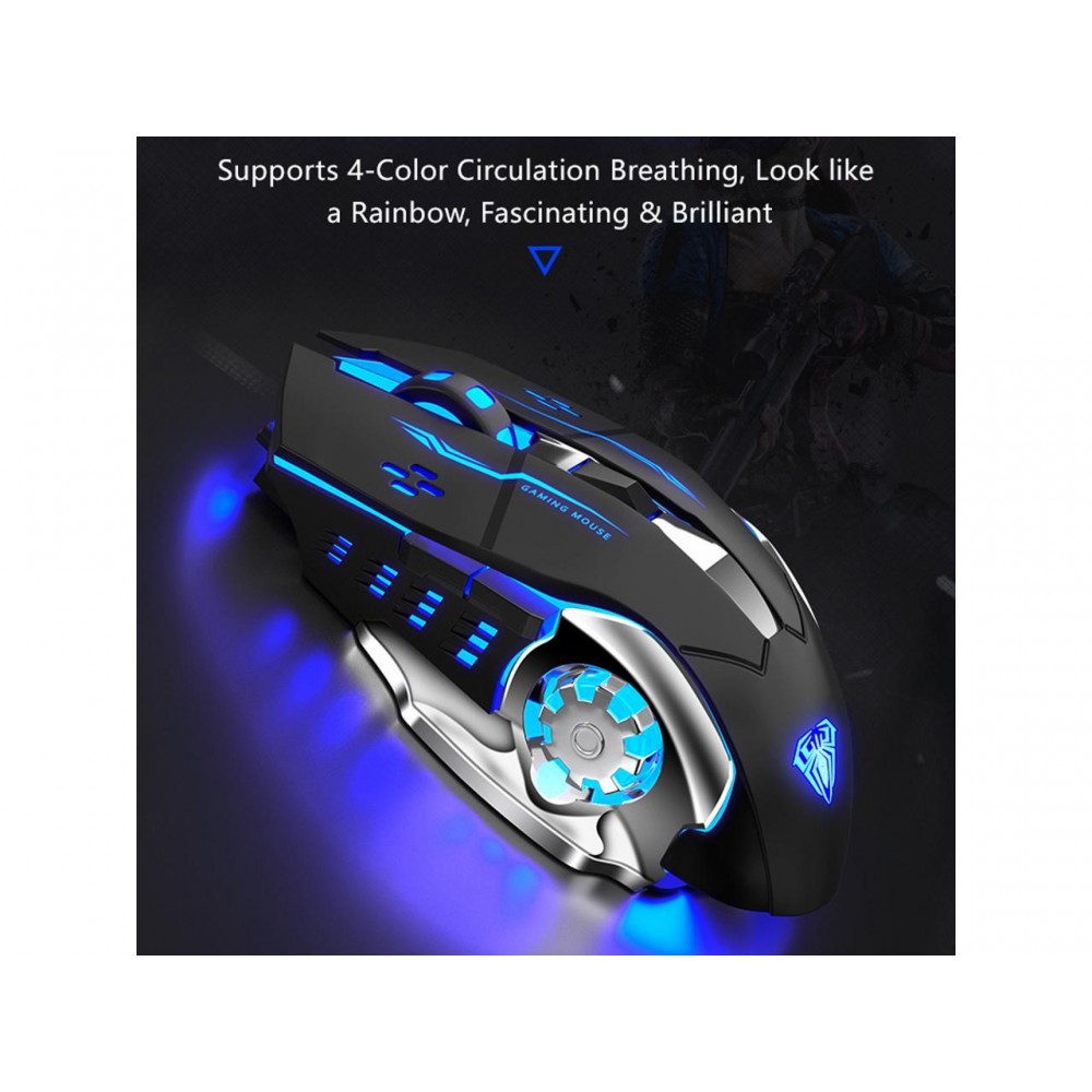 Aula S20 USB Wired Gaming Mouse Programmable 2400DPI Optical Ergonomic Mouse with 4-Color ...