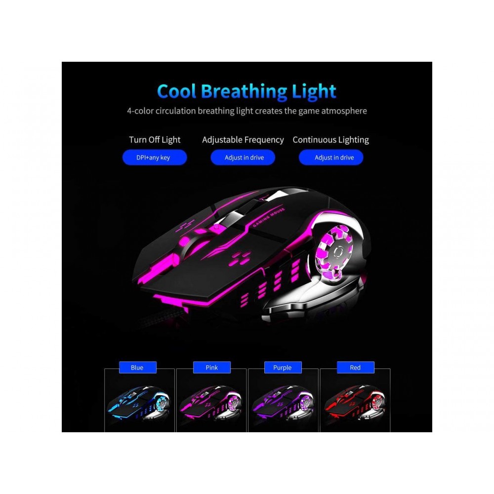 Aula S20 USB Wired Gaming Mouse Programmable 2400DPI Optical Ergonomic Mouse with 4-Color ...