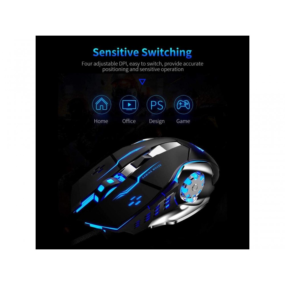 Aula S20 USB Wired Gaming Mouse Programmable 2400DPI Optical Ergonomic ...