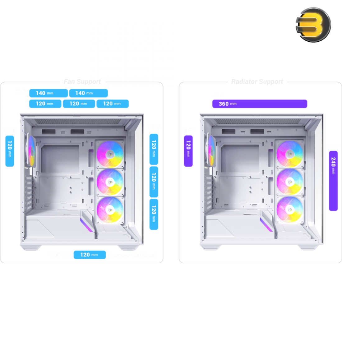 Antec C3 ARGB White, 3 x 120mm & 1 x 120mm ARGB PWM Fans Included, Up ...