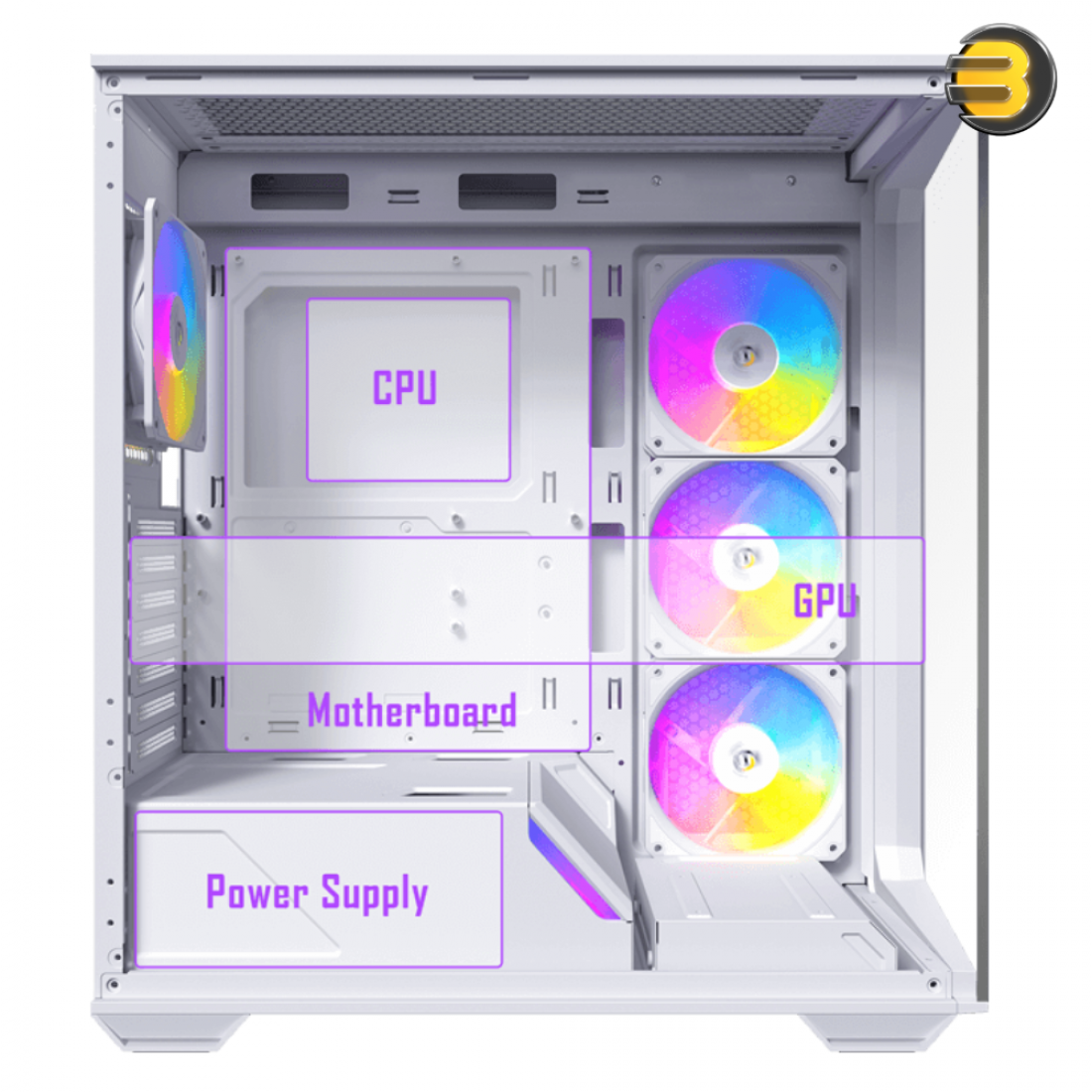 Antec C3 ARGB White, 3 x 120mm & 1 x 120mm ARGB PWM Fans Included, Up ...