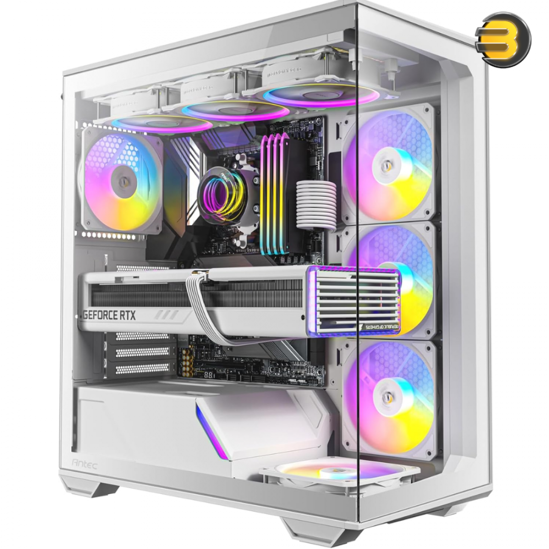 Antec C3 ARGB White, 3 x 120mm & 1 x 120mm ARGB PWM Fans Included, Up ...