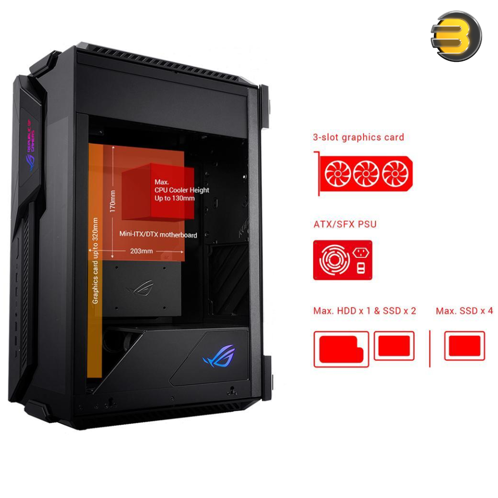 ASUS ROG Z11 Mini-ITX/DTX Mid-Tower PC Gaming Case with Patented 11 ... ASUS ROG Z11 Mini-ITX/DTX Mid-Tower PC Gaming Case with Patented 11 ...