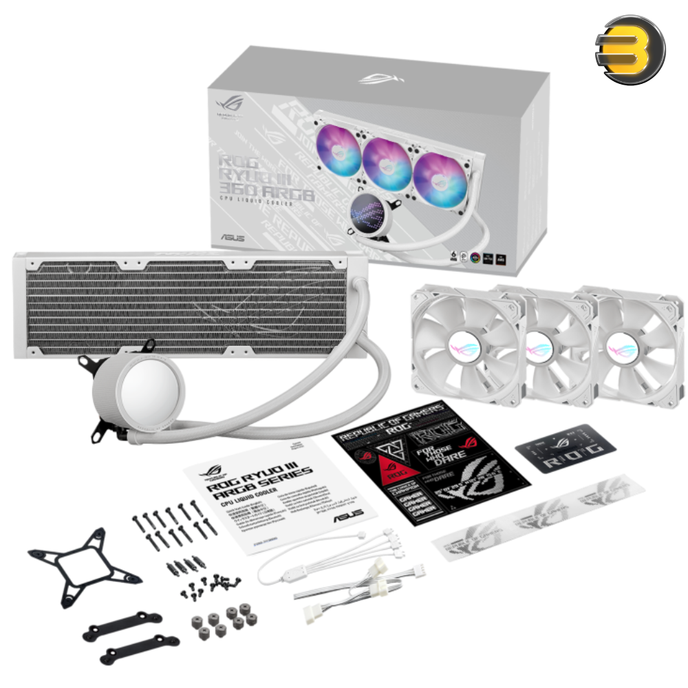 ASUS ROG RYUO III 360 ARGB White AIO Liquid CPU Cooler — Asetek 8th gen ...