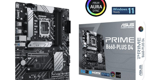 ASUS PRIME B660-PLUS D4 LGA 1700 (Intel 12th Gen) ATX Motherboard (PCIe ...