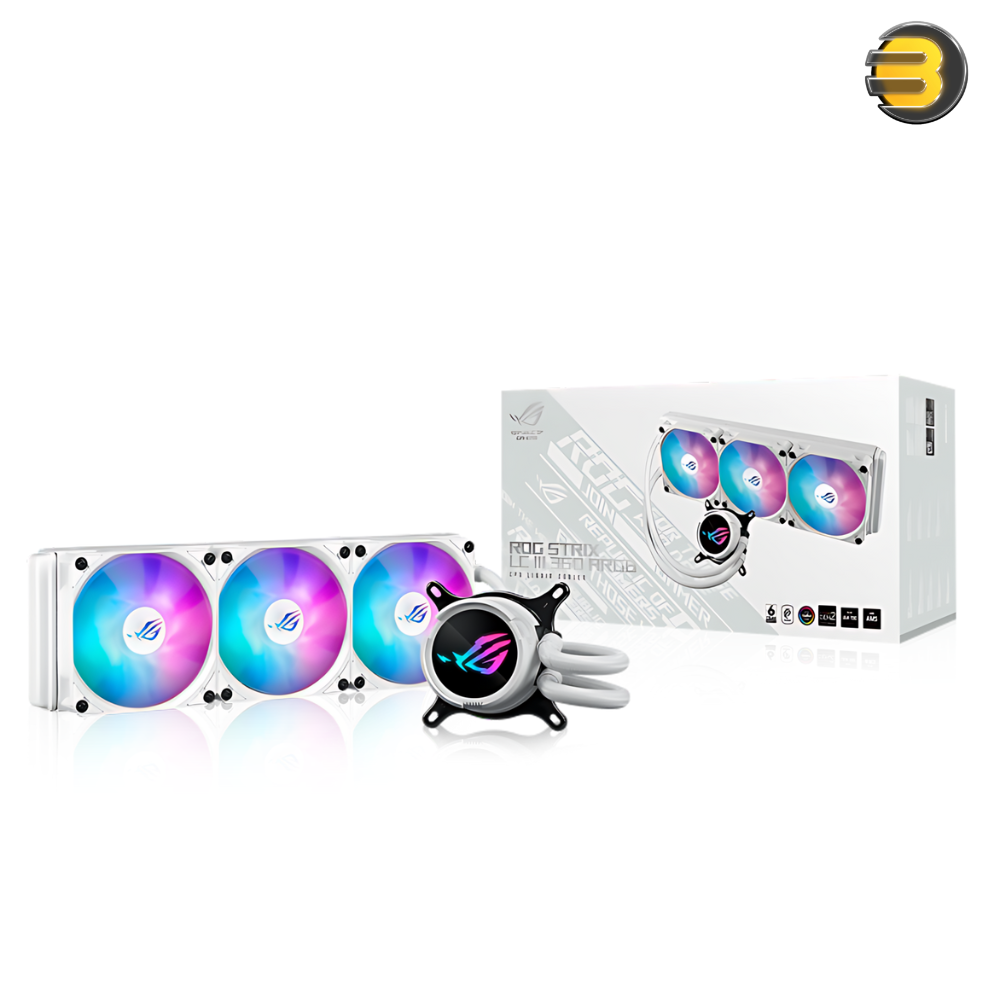 ASUS ROG Strix LC III 360 White ARGB CPU Liquid Cooling, 360mm Radiator ...