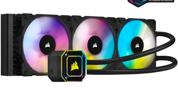 Corsair Hydro Series, iCUE H150i ELITE CAPELLIX, 360mm Radiator, Trible ...