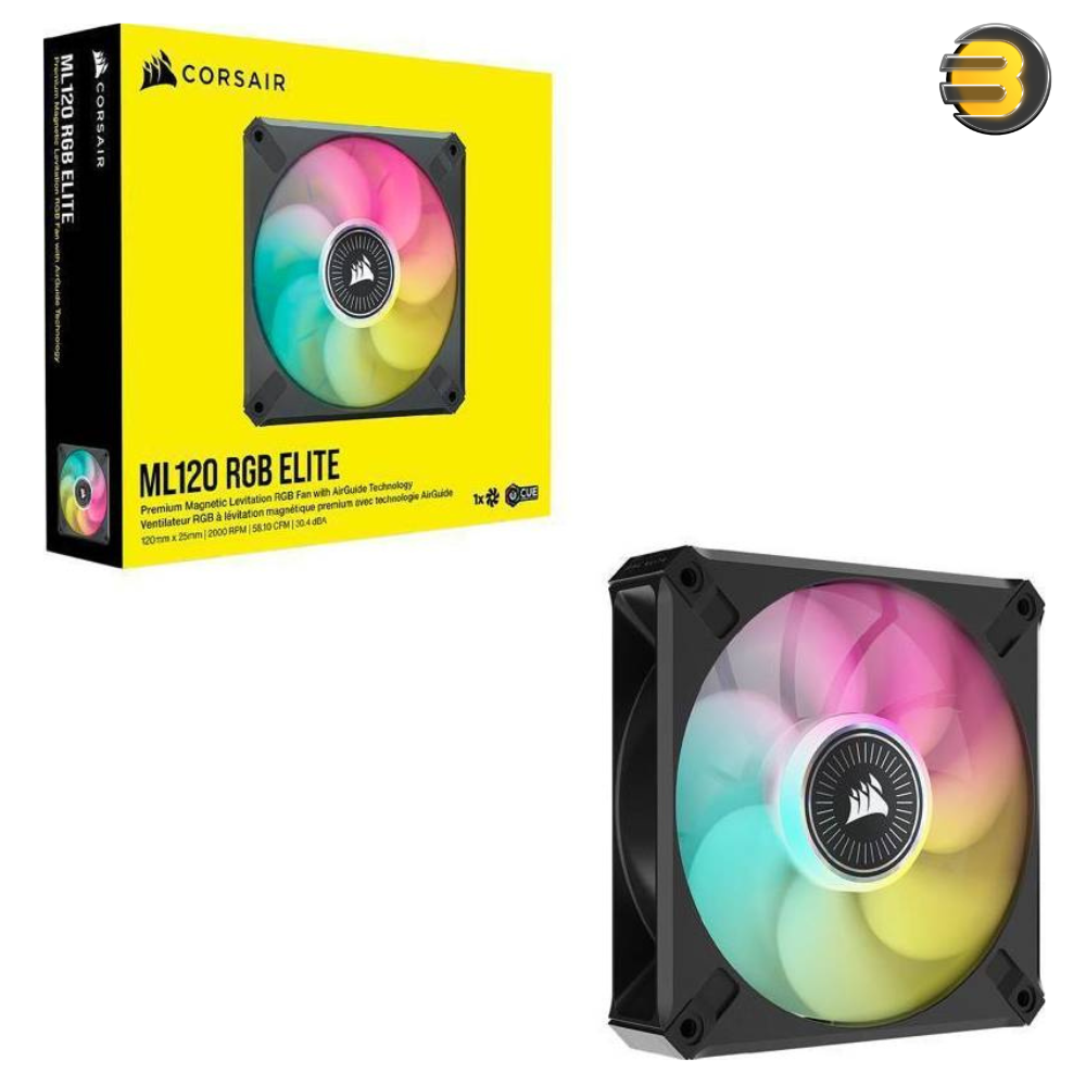 CORSAIR ML120 RGB ELITE — 120mm Magnetic Levitation RGB Fan with ...