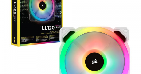 Corsaire LL120 RGB 120mm Dual Light Loop White RGB LED PWM Fan — Single ...