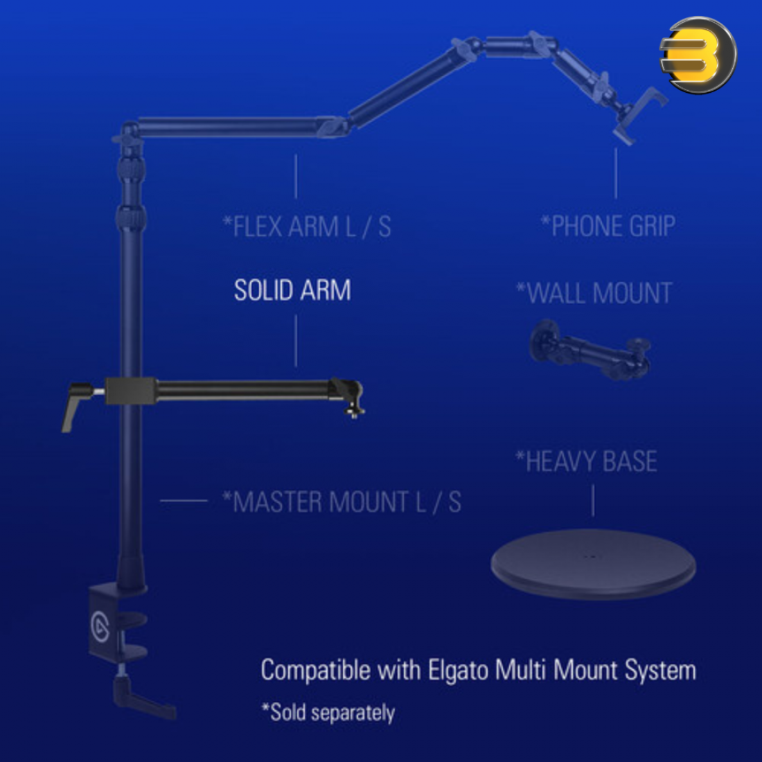 Elgato Flex Arm S — 2-Section Articulated Arm for Cameras, Lights and ...