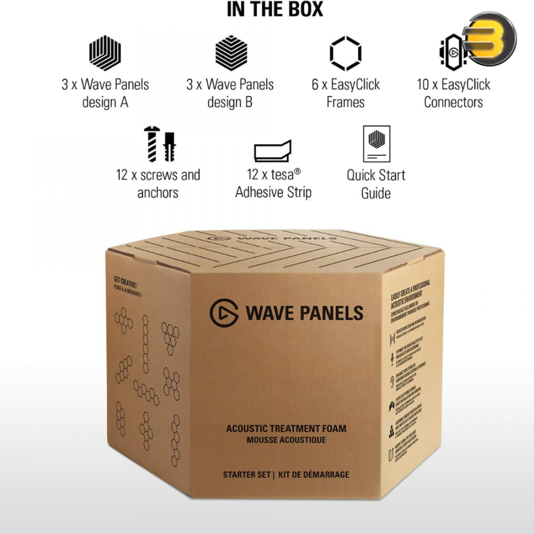 Elgato Wave Panels Starter Set (Black) — 6 acoustic treatment panels ...