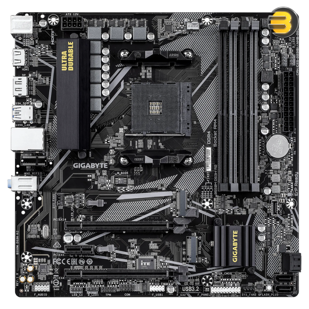 GIGABYTE B550M DS3H R2 Micro-ATX Motherboard | AMD AM4, DDR4, PCIe 4.0 ...