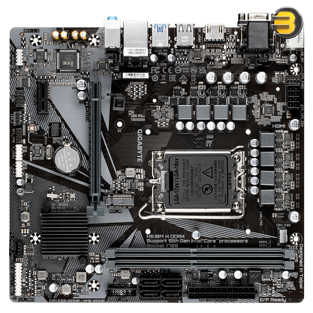 GIGABYTE H610M H DDR4 Intel H610 Motherboard with 6+1+1 Hybrid Phases ...