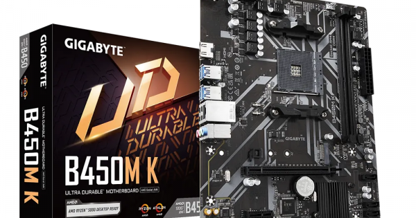 Gigabyte B450M K AM4 AMD B450 DDR4 Motherboard — Dual Channel Non-ECC ...