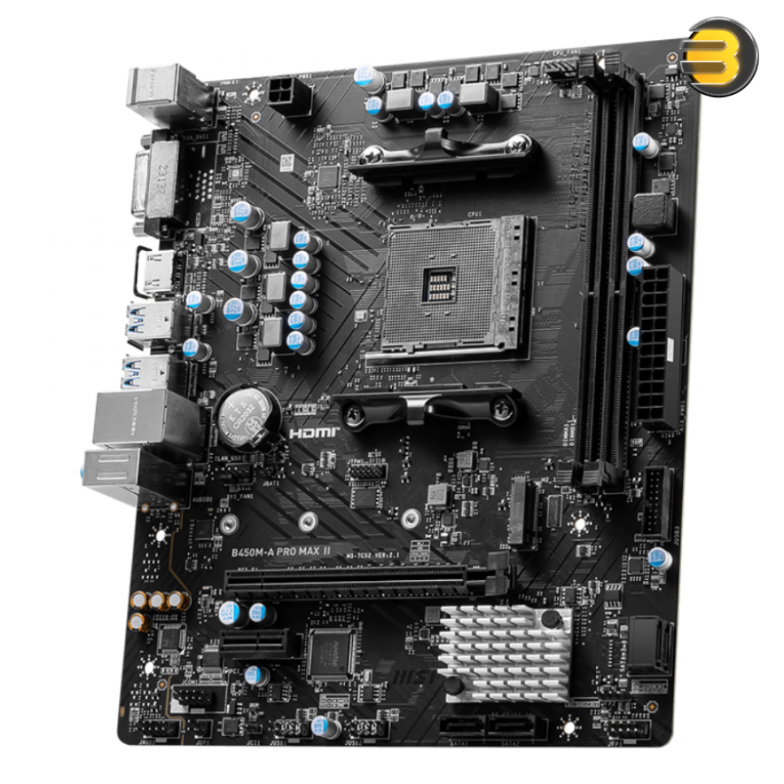 MSI B450M-A PRO MAX II Motherboard — mATX, Supports AMD 5000/4000/3000/2000/1000 Series AM4 ...