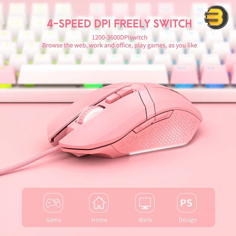 ONIKUMA CW921 Ergonomics Adjustable 3600 DPI Optical Gamer Mice Pink ...