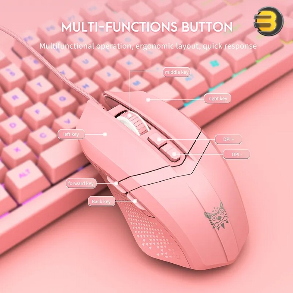 ONIKUMA CW921 Ergonomics Adjustable 3600 DPI Optical Gamer Mice Pink ...