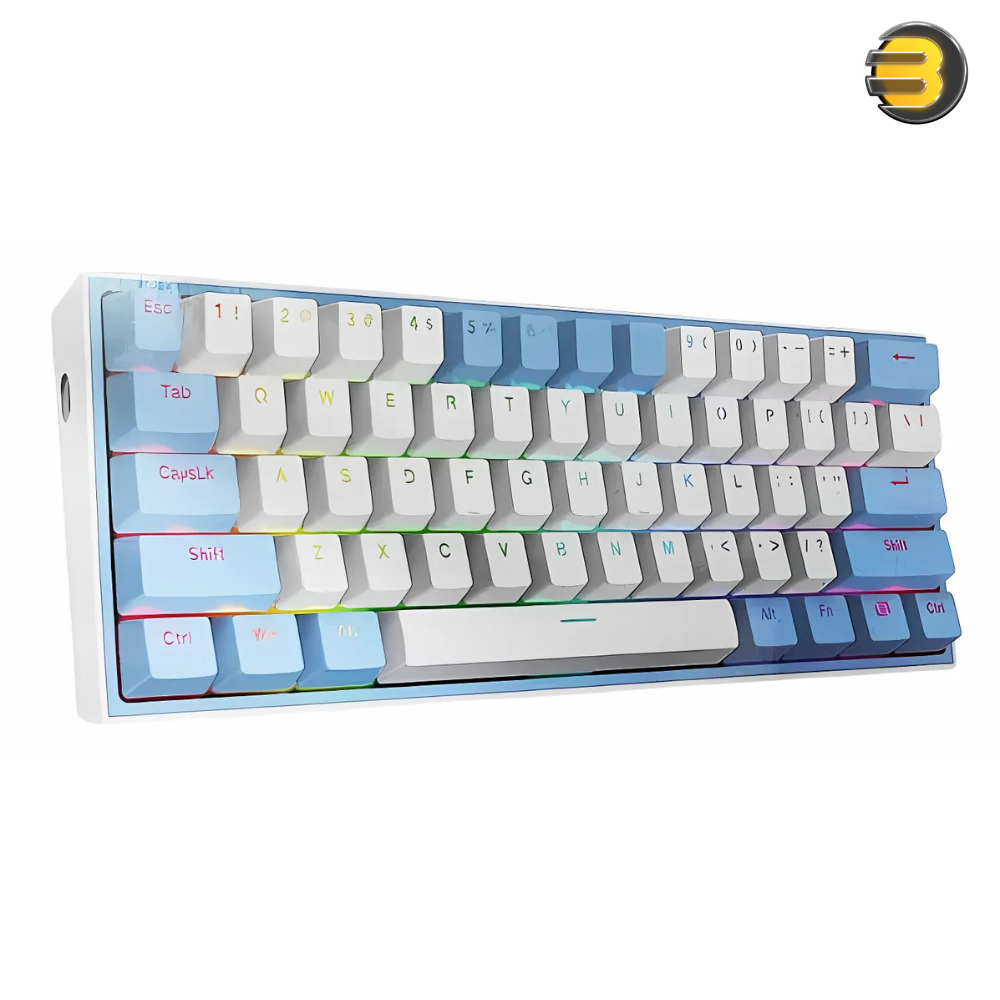 Redragon K617-RGB Fizz White/Blue Compact 60% Mechanical Keyboard
