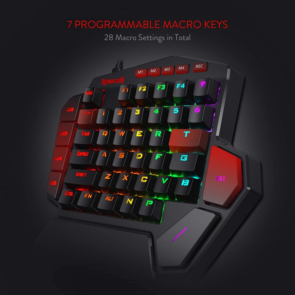Redragon K585 DITI One-Handed RGB Mechanical Gaming Keyboard, Blue ...