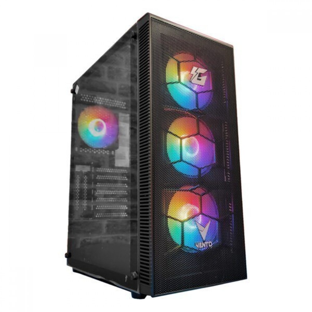 VENTO VG11A ATX 4x RGB FAN, Tempered Glass, Mesh Gaming Case + FSP 80 ...