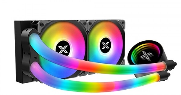 Neon Aqua 240 CPU Liquid Cooler — ARGB LED Pump Head & Tube, 2PCS X22A ...