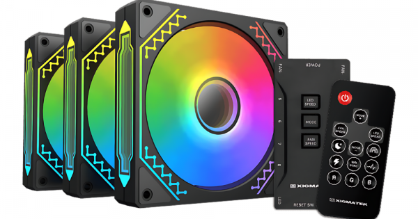 XIGMATEK Starz Pro — 3PCS M20A Fans, ARGB MB SYBC Control Box & Remote ...