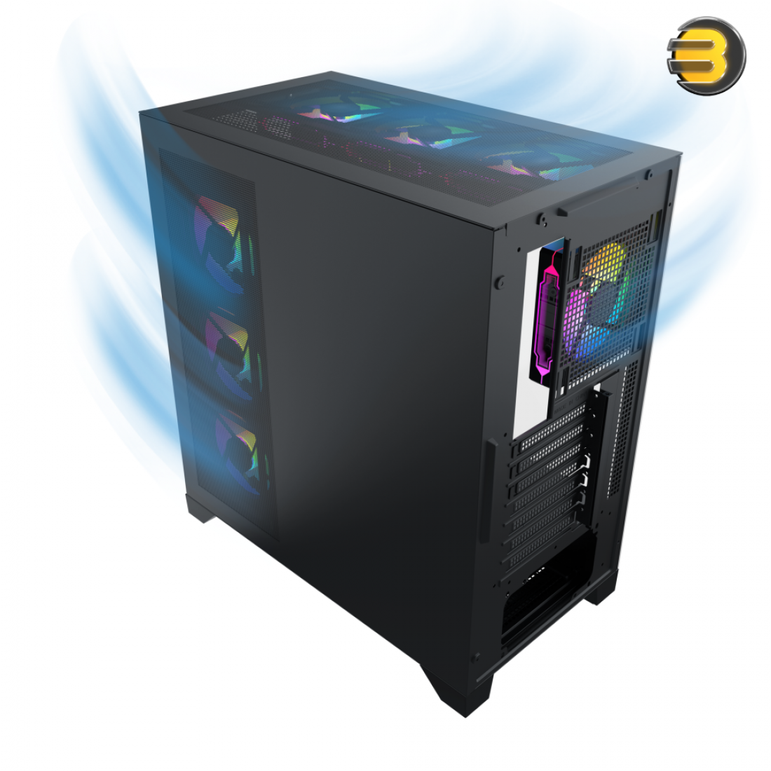 XIGMATEK Endorphin Ultra Black With 5 ARGB Fans — ATX, U3x1 & Type Cx1 ...