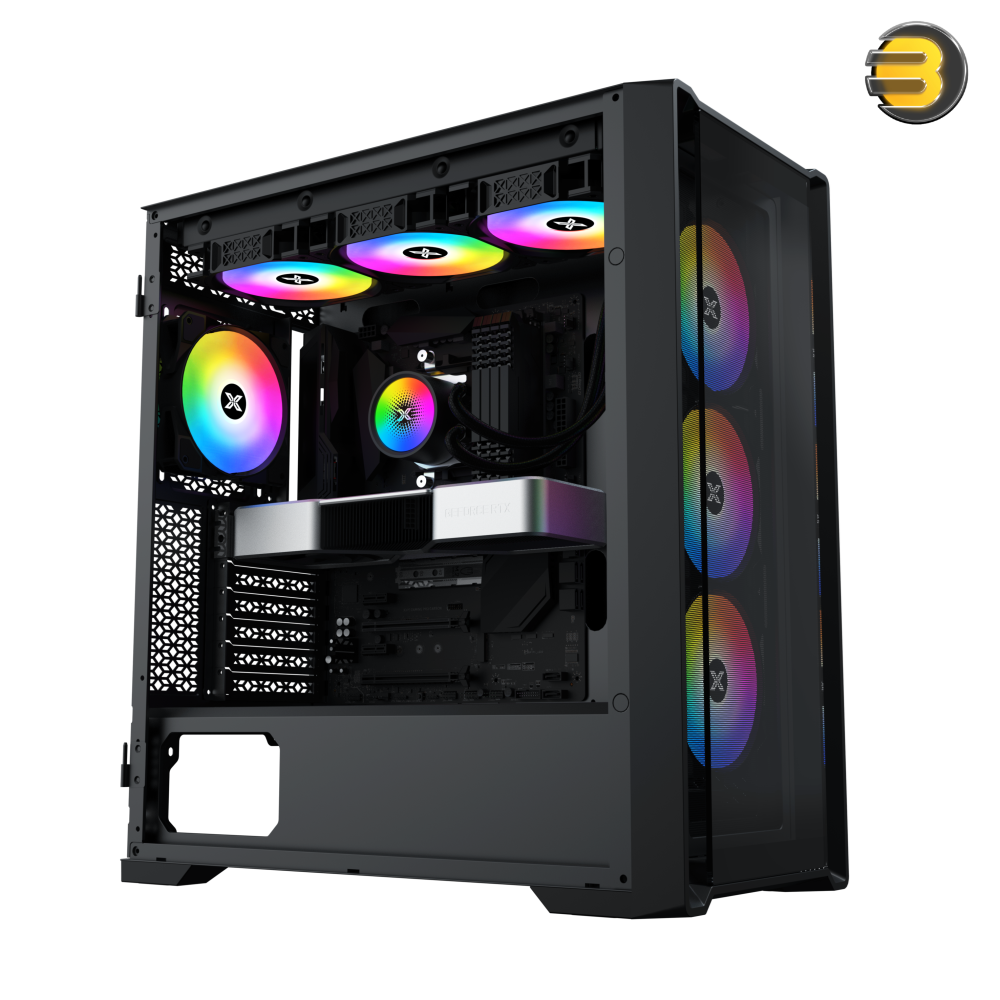 XIGMATEK Zoser 4 ARGB FANS — EATX, U3x2+Type C, Meshed Grill FP & Left Magnetic TG, 4PCS Z20A ...