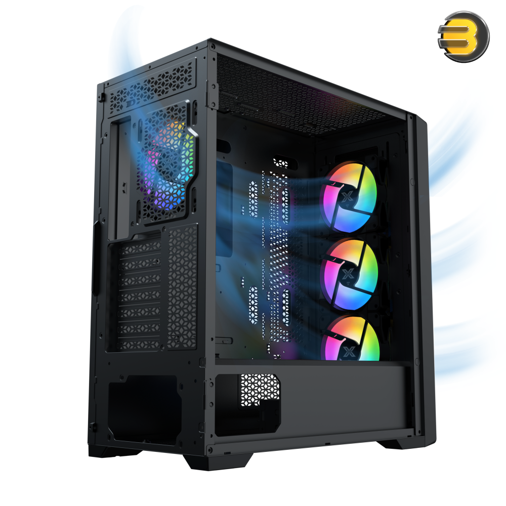 XIGMATEK Zoser 4 ARGB FANS — EATX, U3x2+Type C, Meshed Grill FP & Left Magnetic TG, 4PCS Z20A ...