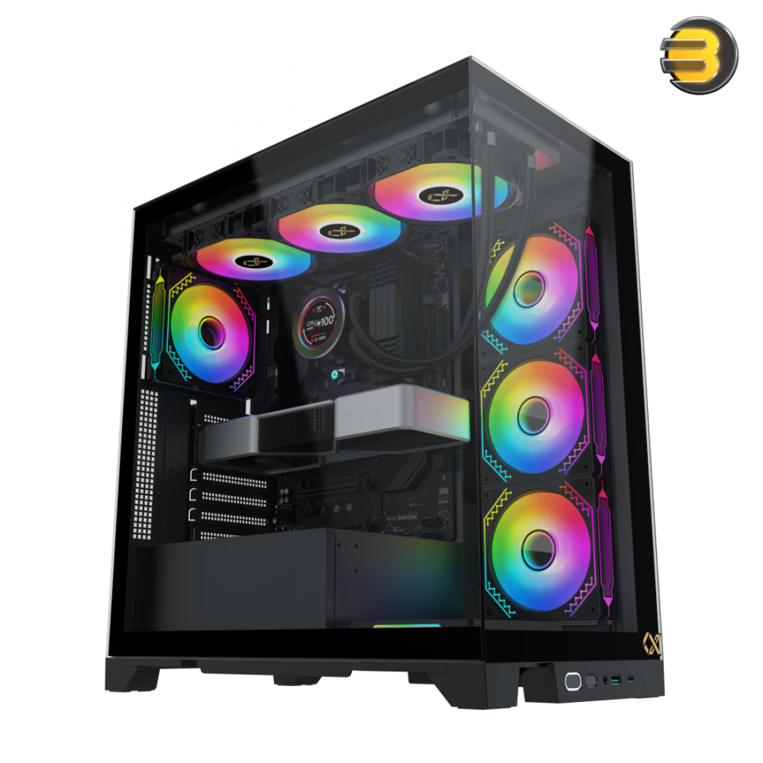 XIGMATEK Endorphin Ultra Black With 5 ARGB Fans — ATX, U3x1 & Type Cx1 ...