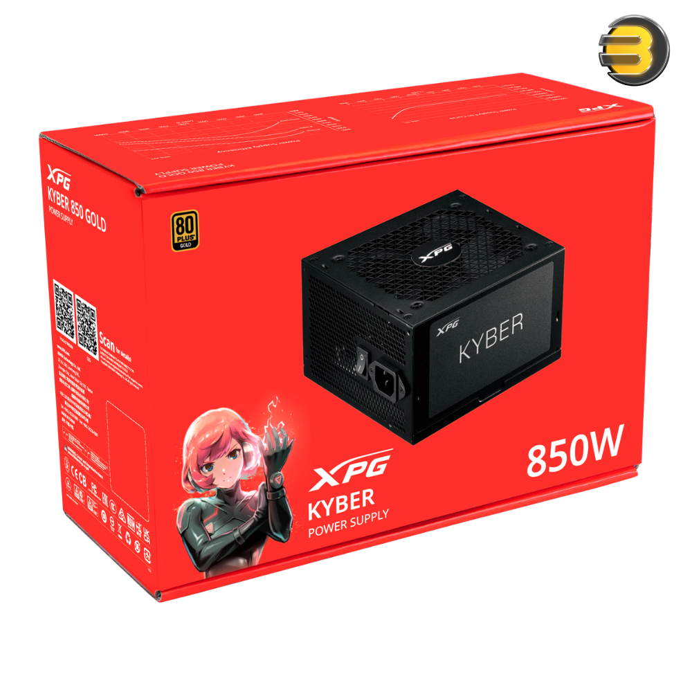 XPG Kyber 850W 80+ Gold ATX 3.1 Power Supply - KYBER850G-BKCEU