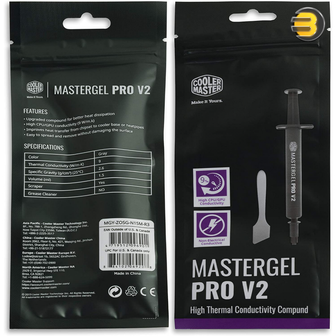 Cooler Master MasterGel Pro V2 High Thermal Conductivity Compound for ...