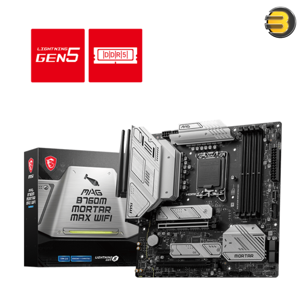 MSI MAG B760M MORTAR MAX WIFI DDR5, MATX, WIFI6E, LGA 1700, INTEL B760, PCIE5.0 GAMING ...